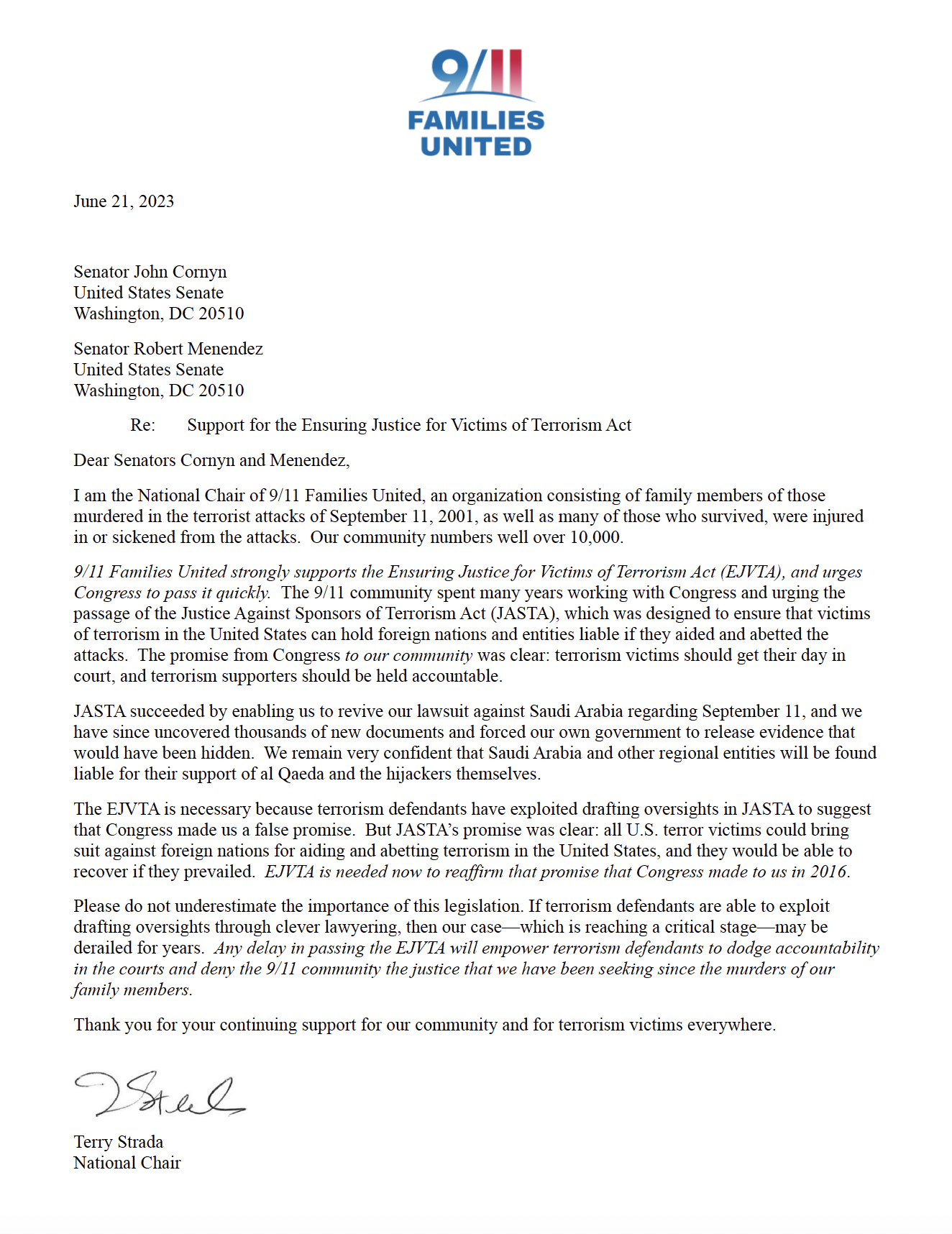 Legislative Updates – New – 9/11 Families United
